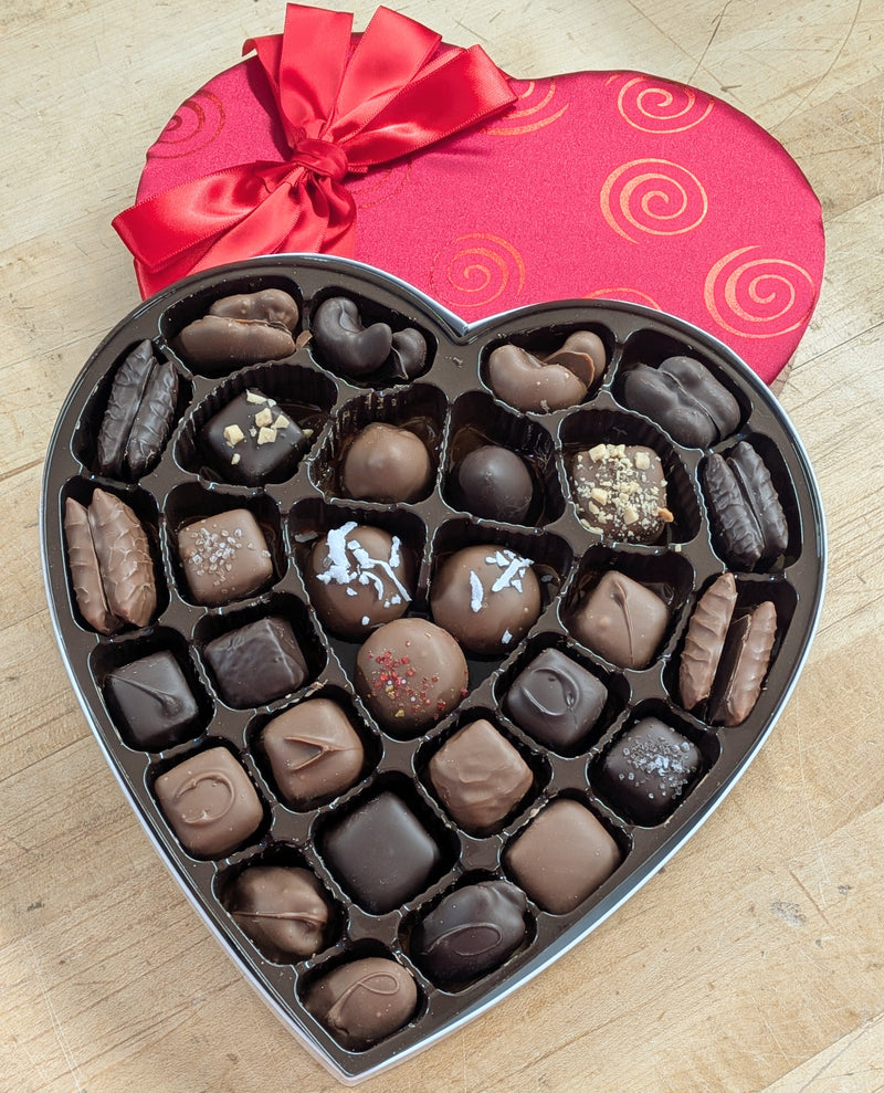 RED SWIRL VALENTINE HEART BOX – Pulakos Chocolates